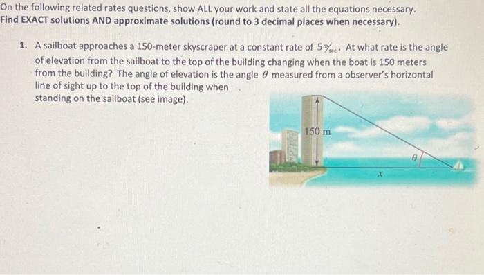 Solved the following related rates questions, show ALL your | Chegg.com