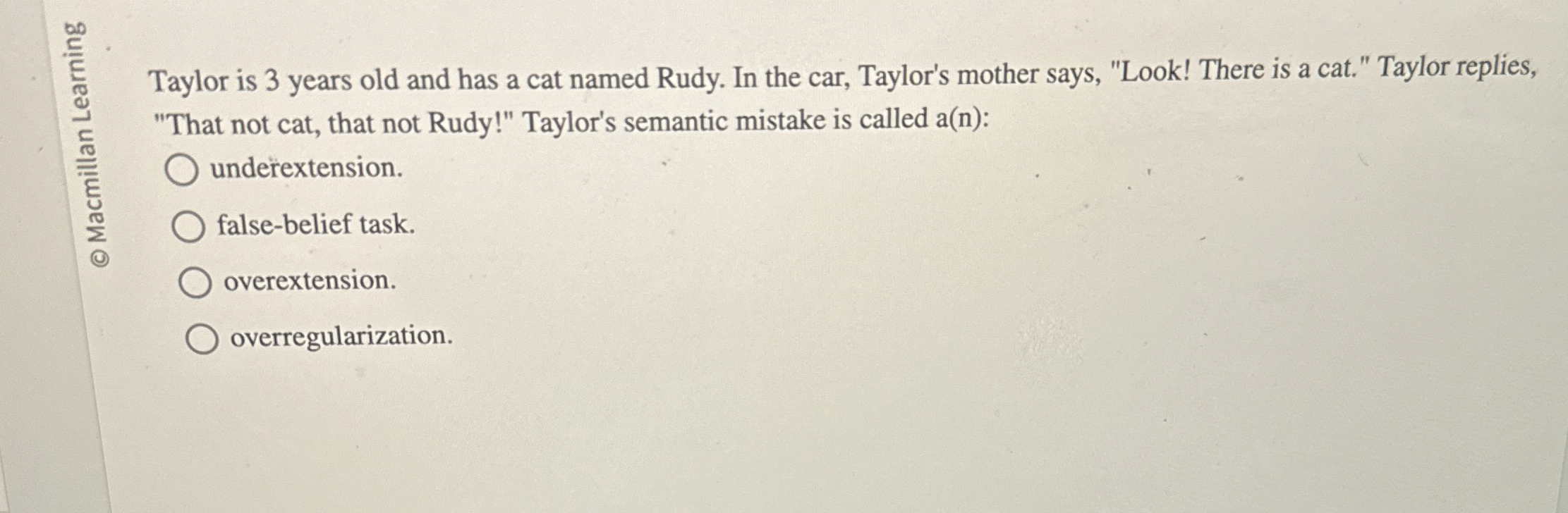 Solved Taylor is 3 ﻿years old and has a cat named Rudy. In | Chegg.com