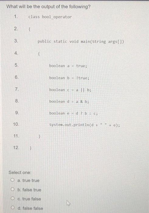 Solved What will be the output of the following? 1. class | Chegg.com