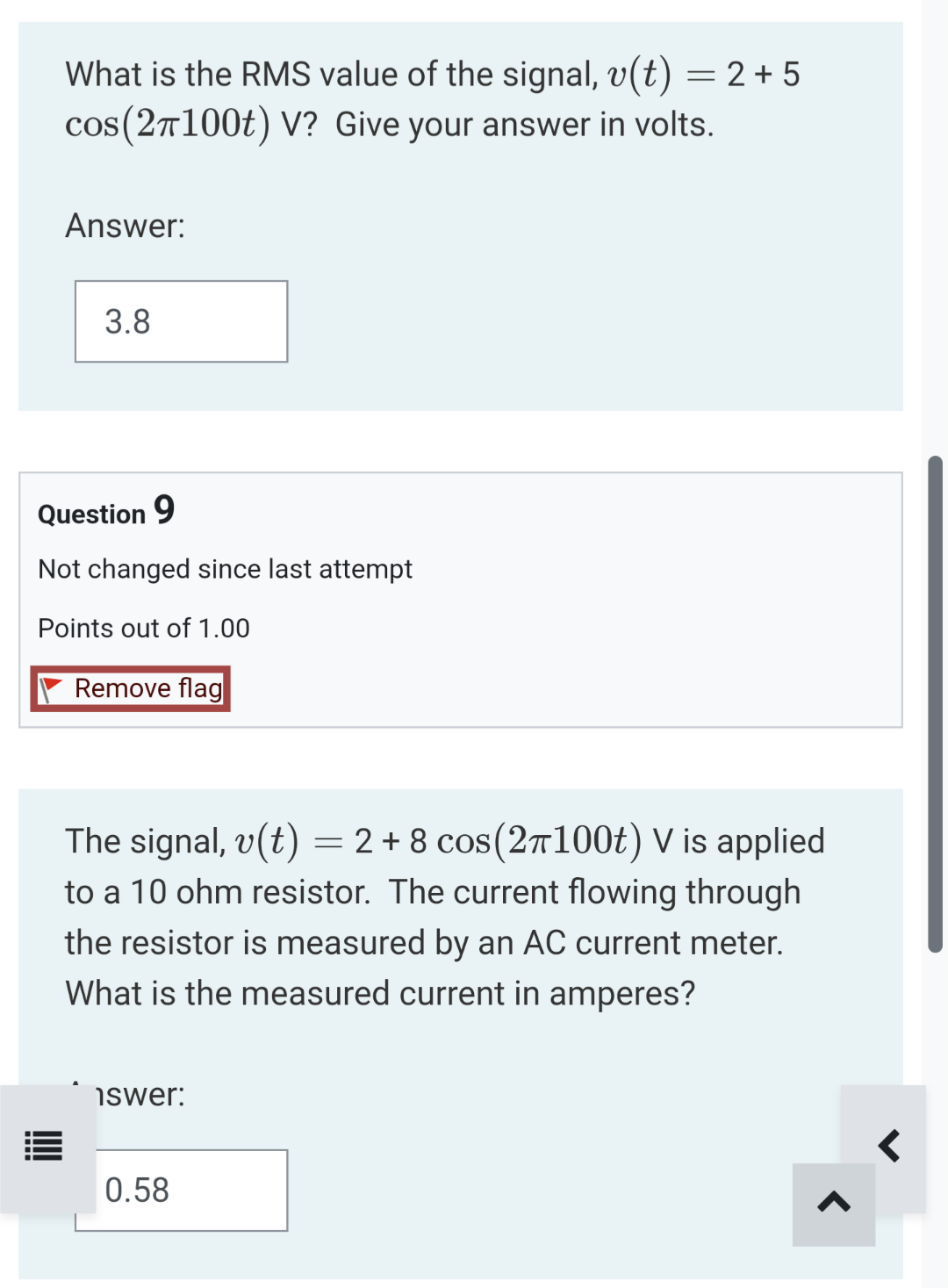Solved What is the RMS value of the signal, v(t)=2+5 | Chegg.com