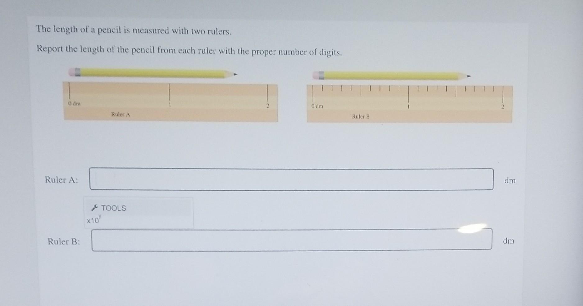 Solved The length of a pencil is measured with two rulers. | Chegg.com