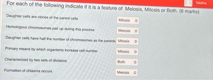 Solved For each of the following indicate if it is a feature | Chegg.com