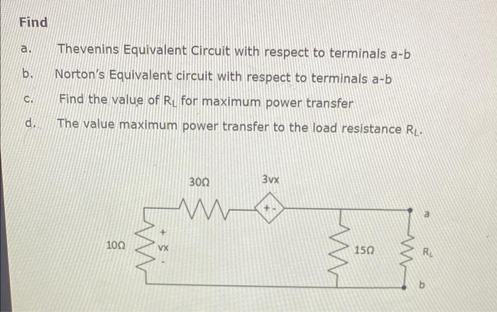 Solved Find a. Thevenins Equivalent Circuit with respect to | Chegg.com