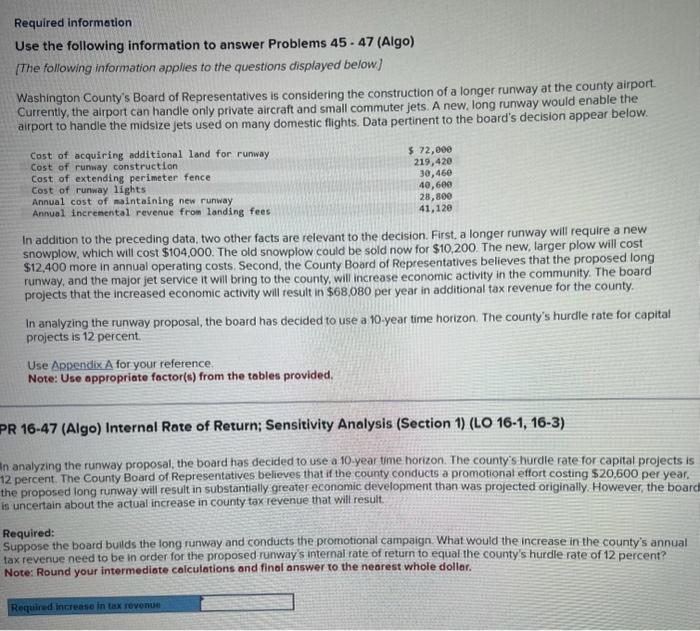Solved Required informetion Use the following information to | Chegg.com