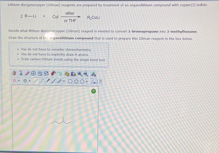 Solved 2R−Li+Cul or THF R2CuLi Decide what lithium | Chegg.com