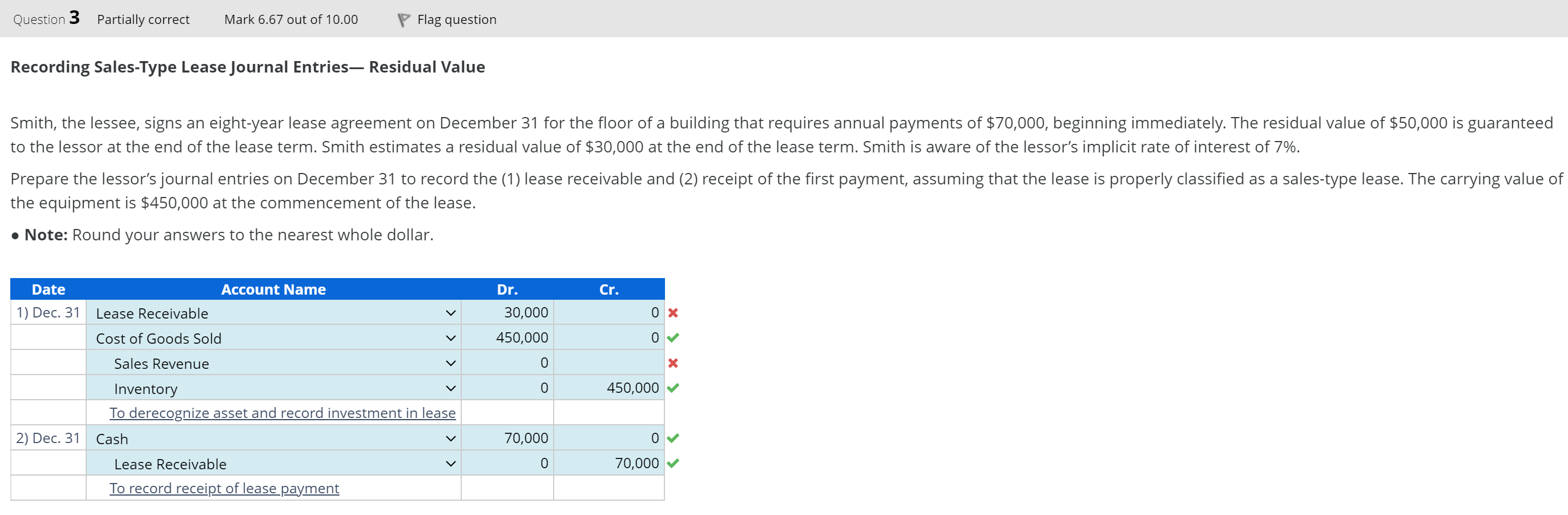 Solved Recording Sales-Type Lease Journal Entries- ﻿Residual | Chegg.com
