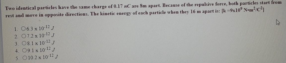 Solved Two identical particles have the same charge of 0.17 | Chegg.com