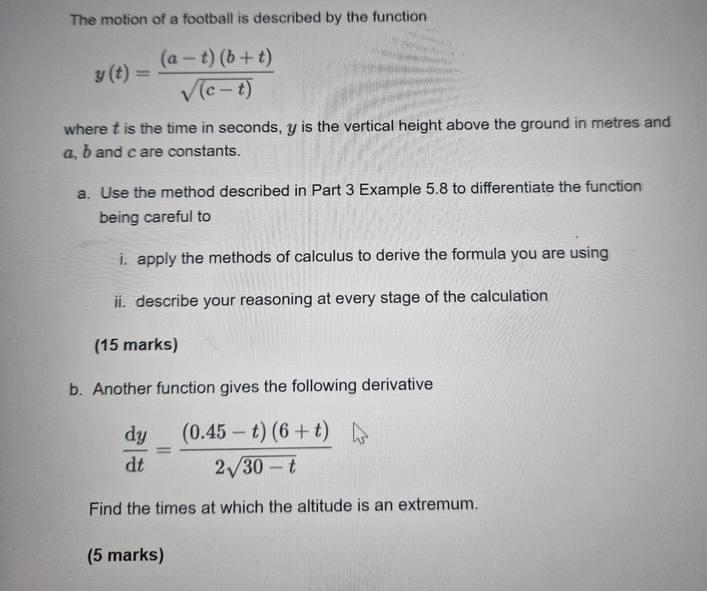 The motion of a football is described by the | Chegg.com