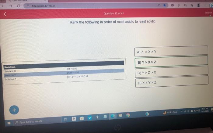 Solved Rank the following in order of most acidic to least | Chegg.com
