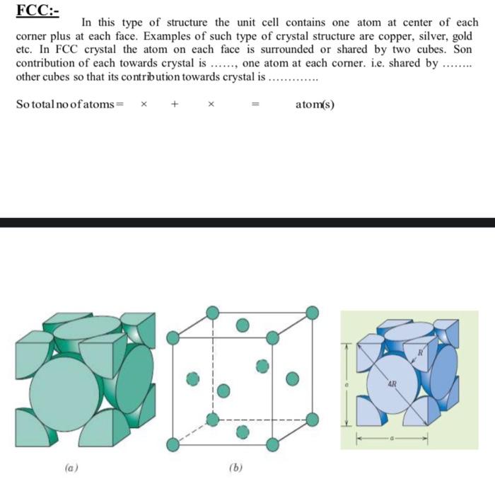 Solved BCC:- In body centered cubic structure each one atom | Chegg.com