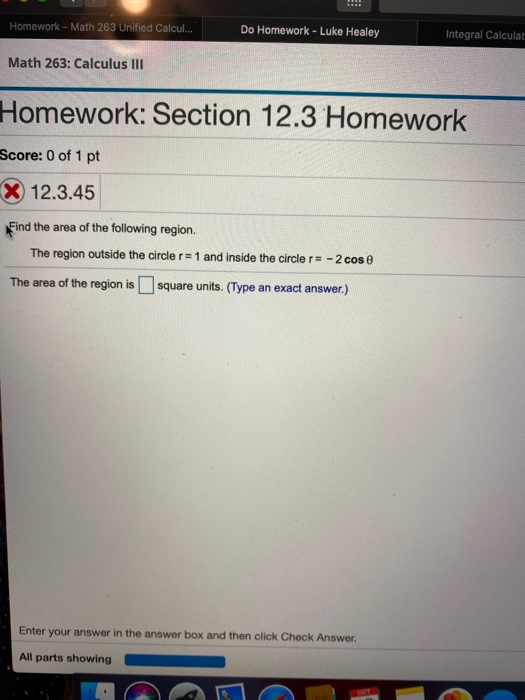Solved Homework - Math 263 Unified Calcul... Do Homework - | Chegg.com