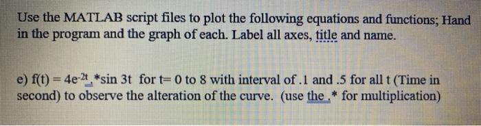 Solved Use The Matlab Script Files To Plot The Following