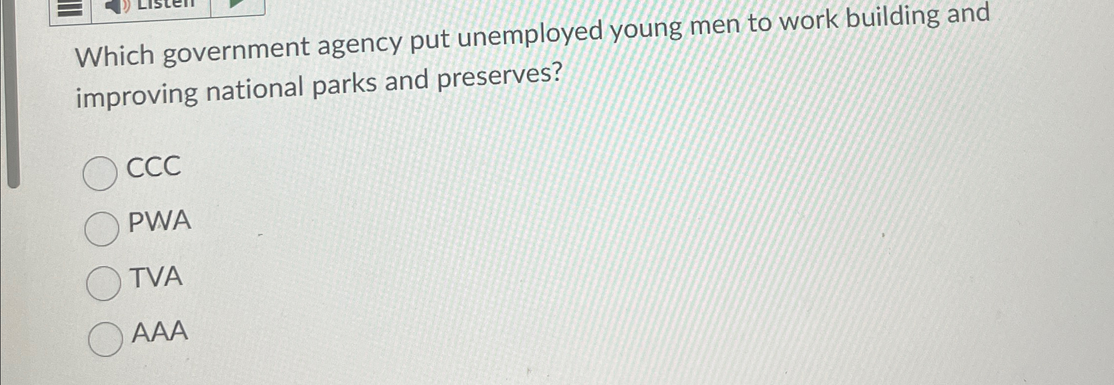 Solved Which government agency put unemployed young men to | Chegg.com