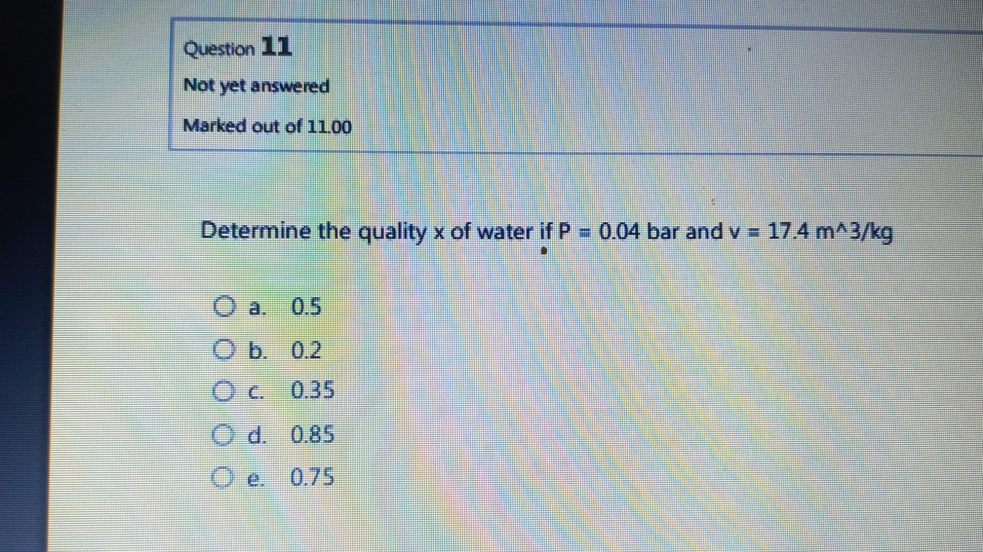 Solved Determine the quality x of water if P=0.04 bar and | Chegg.com