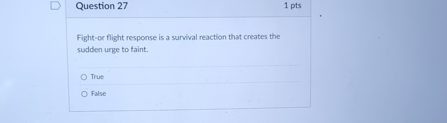 Solved Question 271 ﻿ptsFight-or flight response is a | Chegg.com