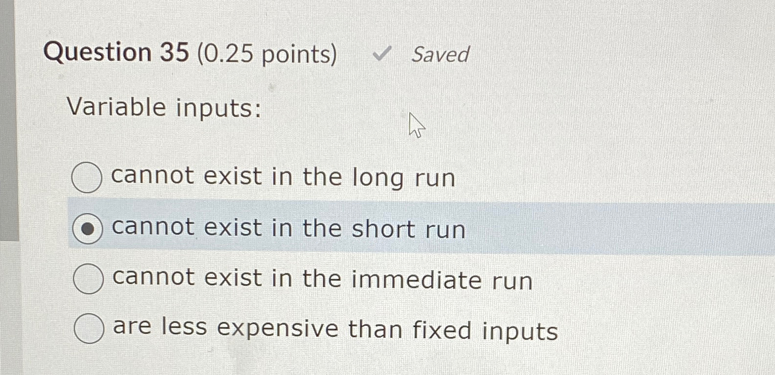Solved Question 35 (0.25 ﻿points) ﻿SavedVariable | Chegg.com