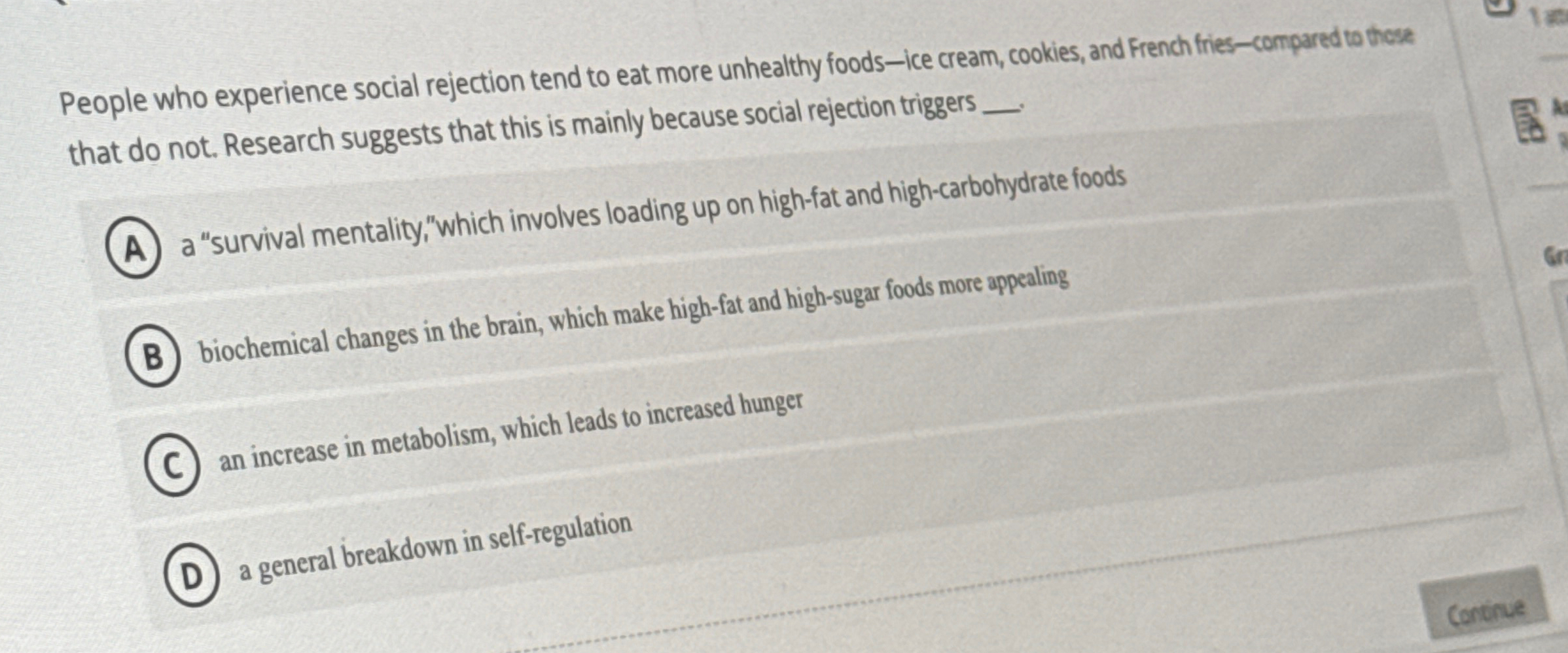 High Quality SOLUTION People who experience social rejection tend to eat | Chegg.com