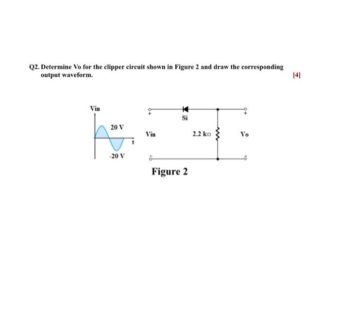 Solved Q2. Determine Vo for the clipper circuit shown in | Chegg.com