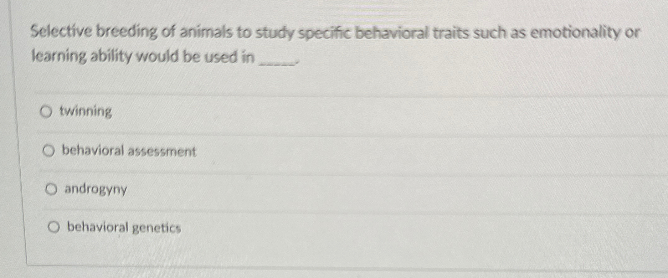 Solved Selective breeding of animals to study specific | Chegg.com