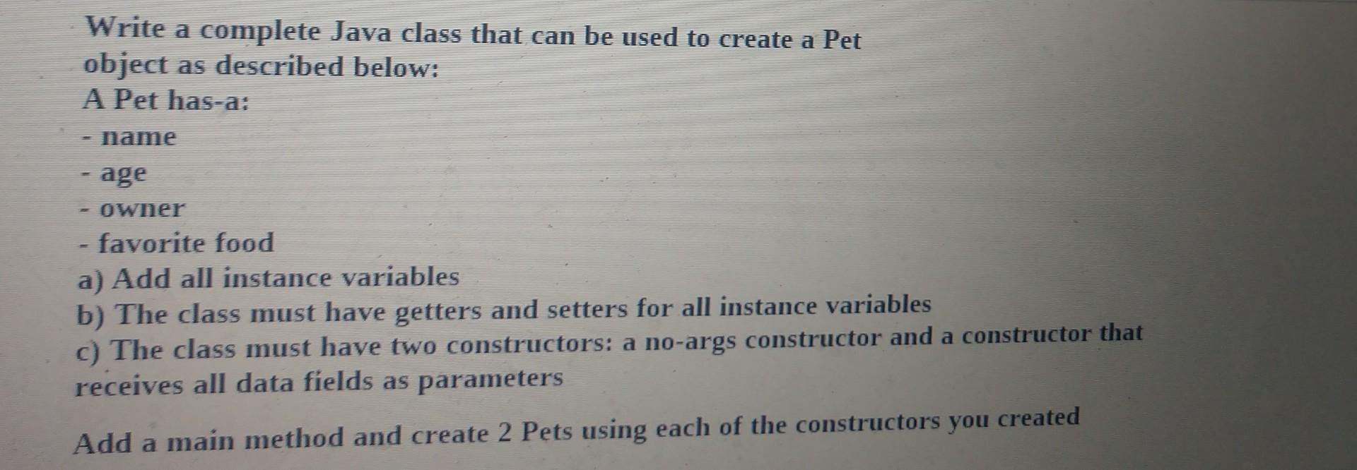 Solved Write a complete Java class that can be used to | Chegg.com