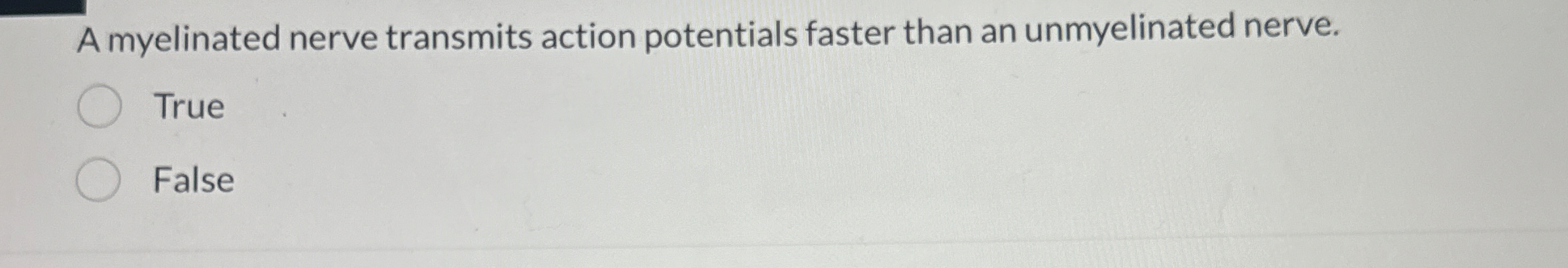 Solved A myelinated nerve transmits action potentials faster | Chegg.com