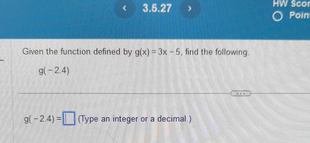 Solved Given the function defined by g(x)=3x-5, ﻿find the | Chegg.com