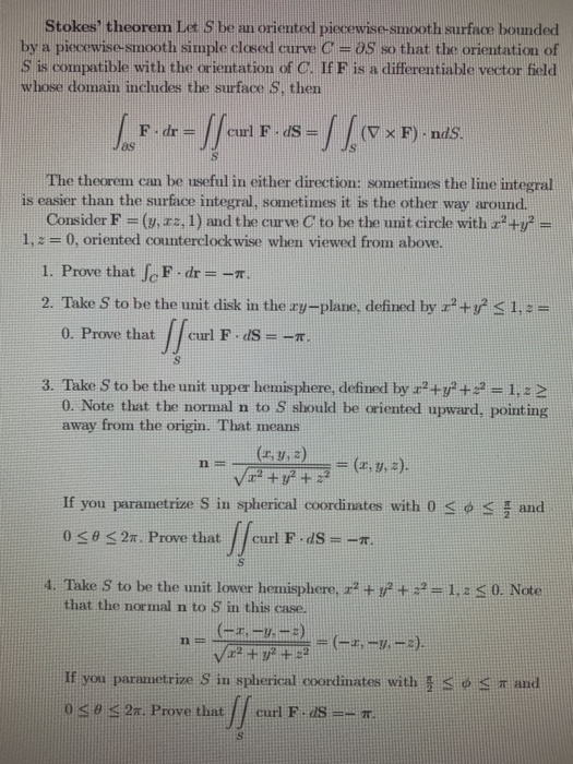 Solved Stokes' theorem Let S be an oriented piecewise-smooth | Chegg.com