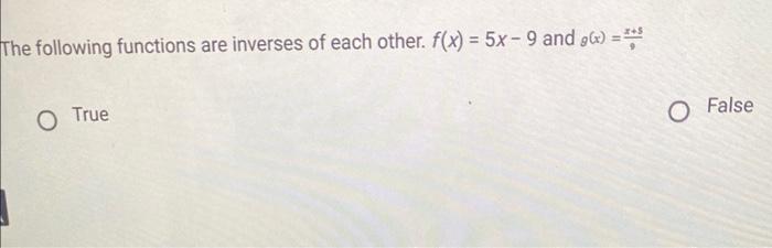 Solved The following functions are inverses of each other. | Chegg.com