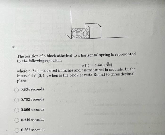 Solved The position of a block attached to a horizontal | Chegg.com