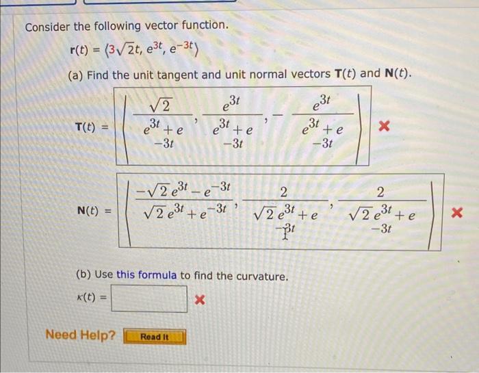 Solved Consider the following vector function. | Chegg.com