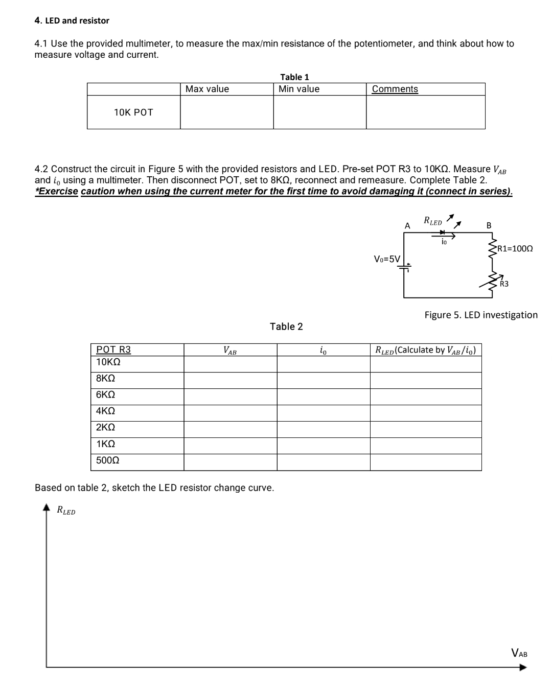 Solved LED and resistor4.1 ﻿Use the provided multimeter, to | Chegg.com