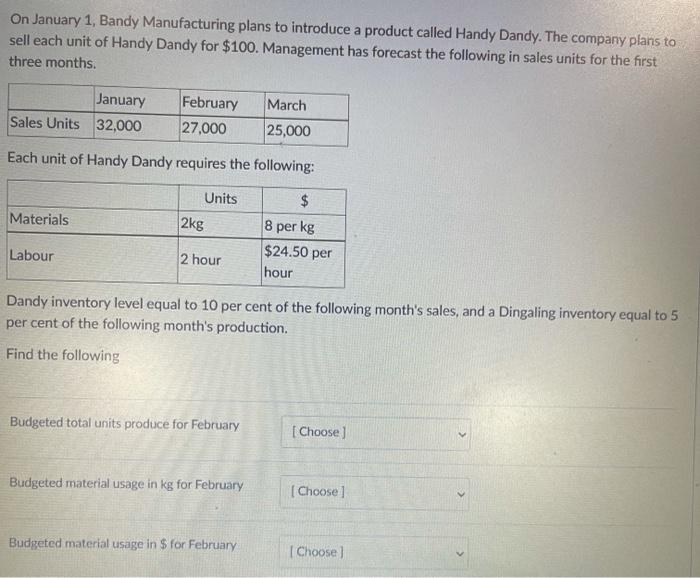 Solved On January 1, Bandy Manufacturing plans to introduce | Chegg.com