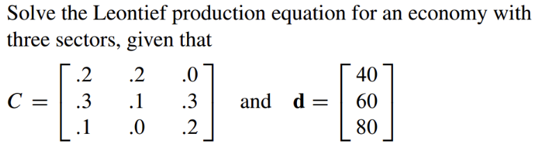 Solved Solve the Leontief production equation for an economy | Chegg.com