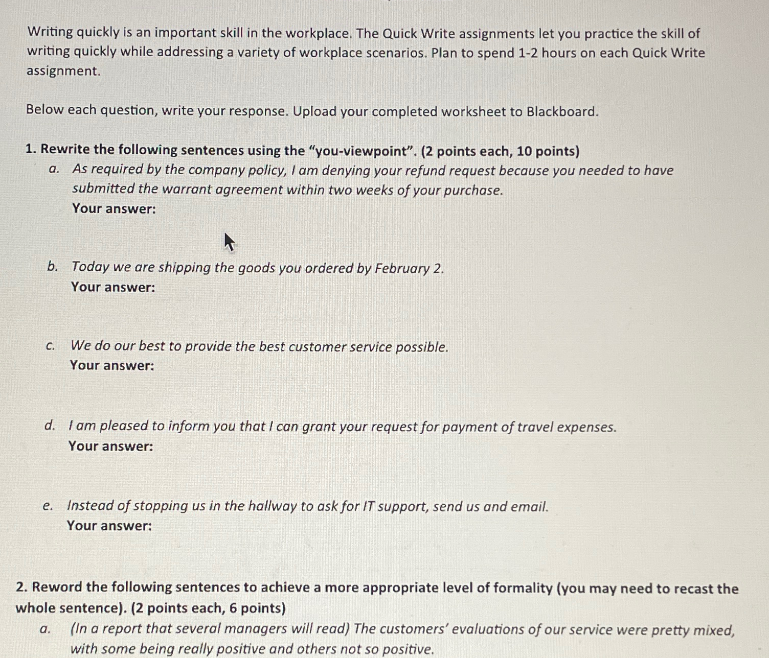 Solved Writing quickly is an important skill in the | Chegg.com