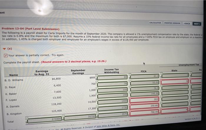 Solved ant CALCULATOR PRINTER VERSION BACK NEXT Problem | Chegg.com
