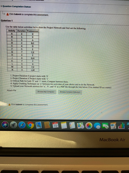 Question Completion Status: > & Click Submit to | Chegg.com