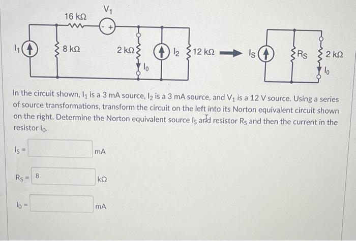 Solved In the circuit shown, I1 is a 3 mA source, I2 is a 3 | Chegg.com