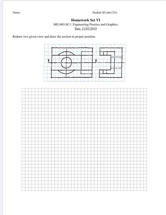 Solved Redraw two given views and draw the section in proper | Chegg.com