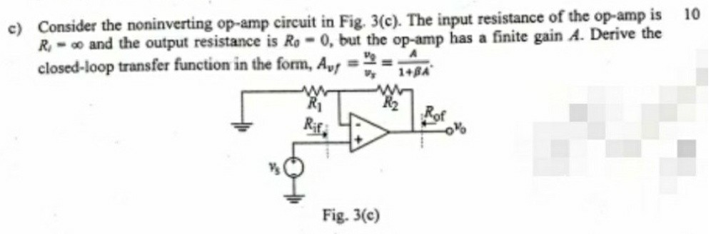 Solved 10 c) Consider the noninverting op-amp circuit in | Chegg.com