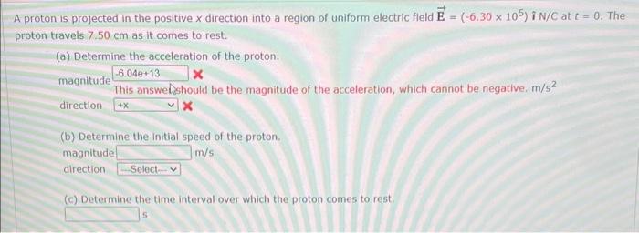 Solved proton is projected in the positive x direction into | Chegg.com