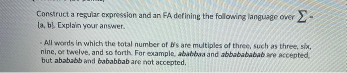 Solved Construct a regular expression and an FA defining the | Chegg.com