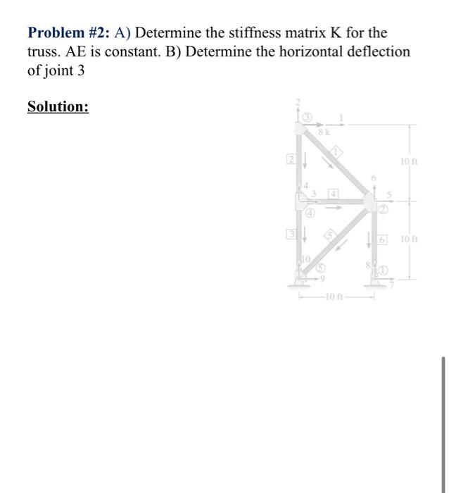 Solved Problem \#2: A) Determine the stiffness matrix K for | Chegg.com