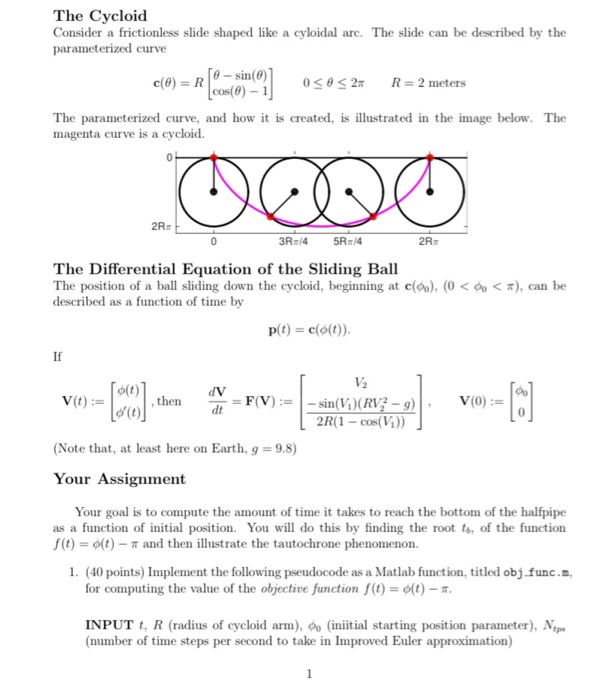 Solved The Cycloid Consider a frictionless slide shaped like | Chegg.com