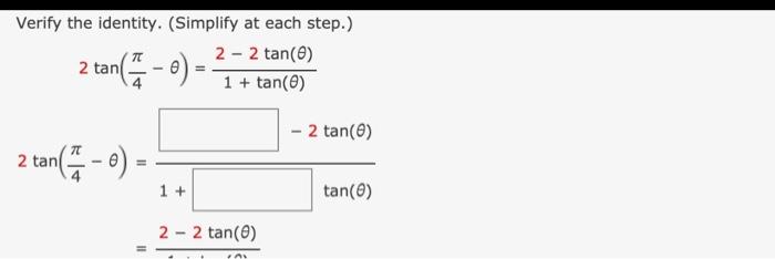 Solved Verify the identity. (Simplify at each step.) | Chegg.com