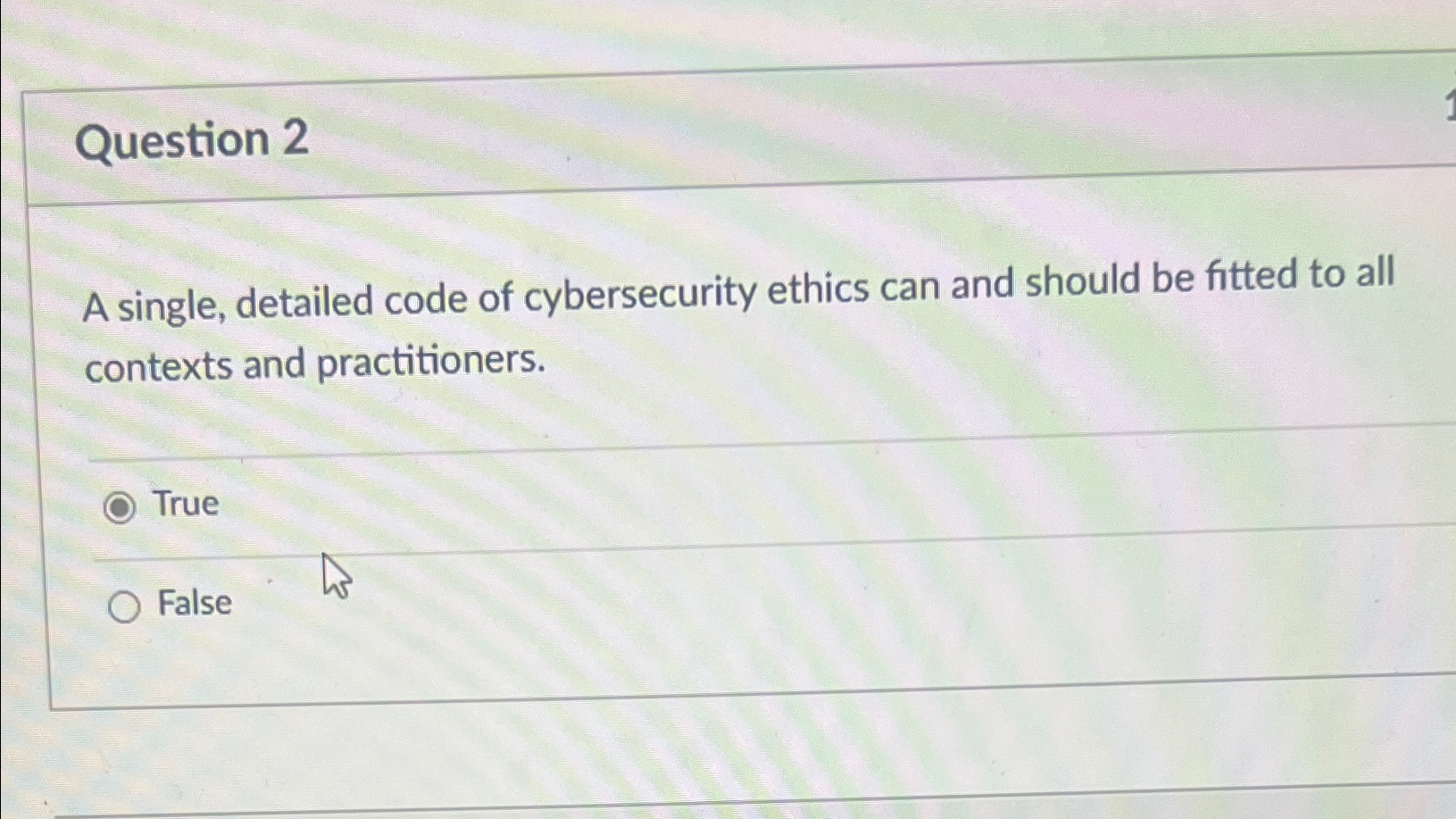 Solved Question 2A single, detailed code of cybersecurity | Chegg.com