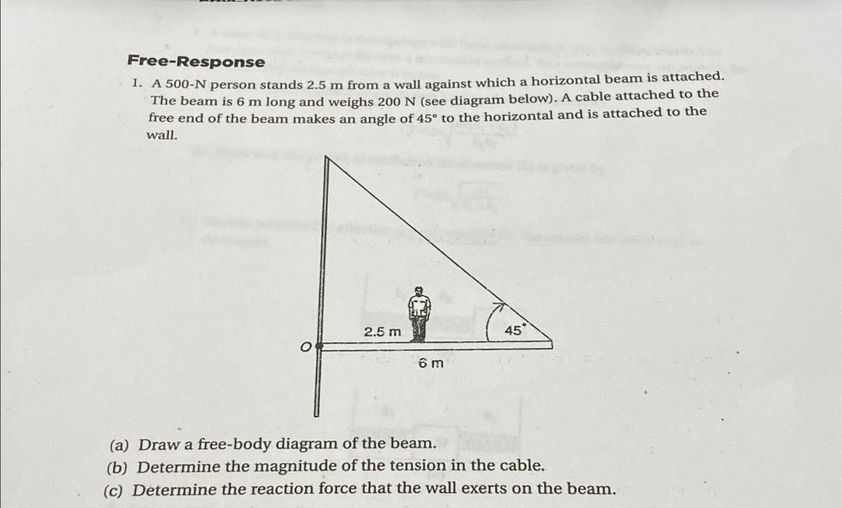 Solved Free-ResponseA 500-N ﻿person stands 2.5m ﻿from a wall | Chegg.com