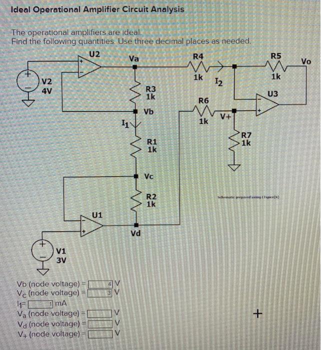Solved Ideal Operational Amplifier Circuit Analysis U2 R5 Vo | Chegg.com