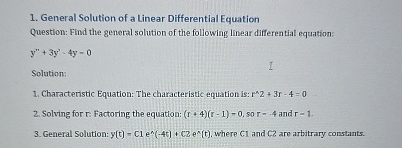 Solved General Solution of a Linear Differential | Chegg.com