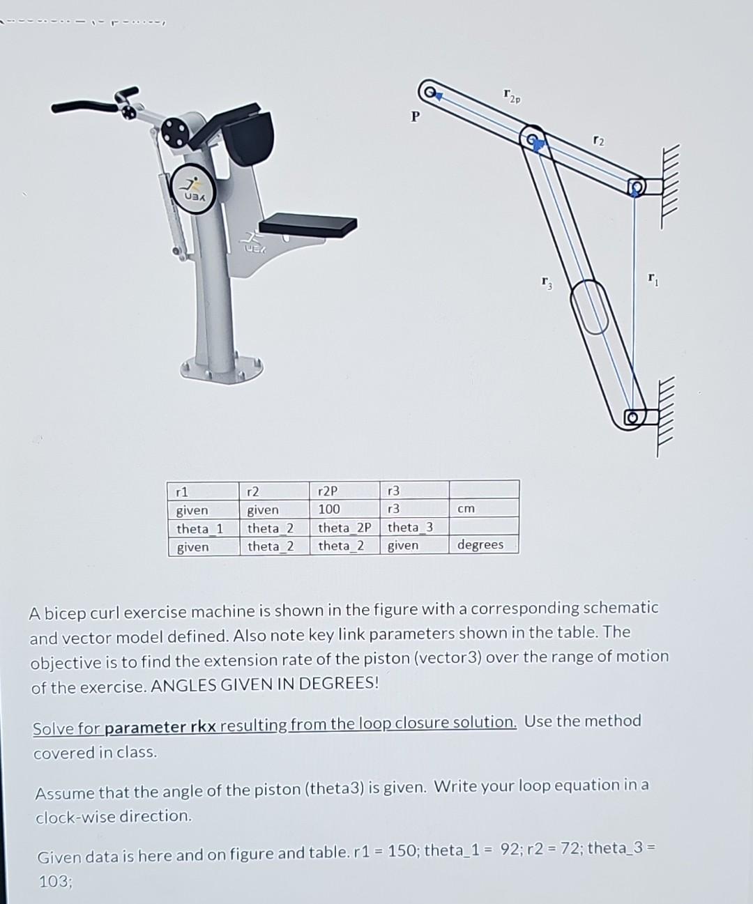 Solved A bicep curl exercise machine is shown in the figure | Chegg.com