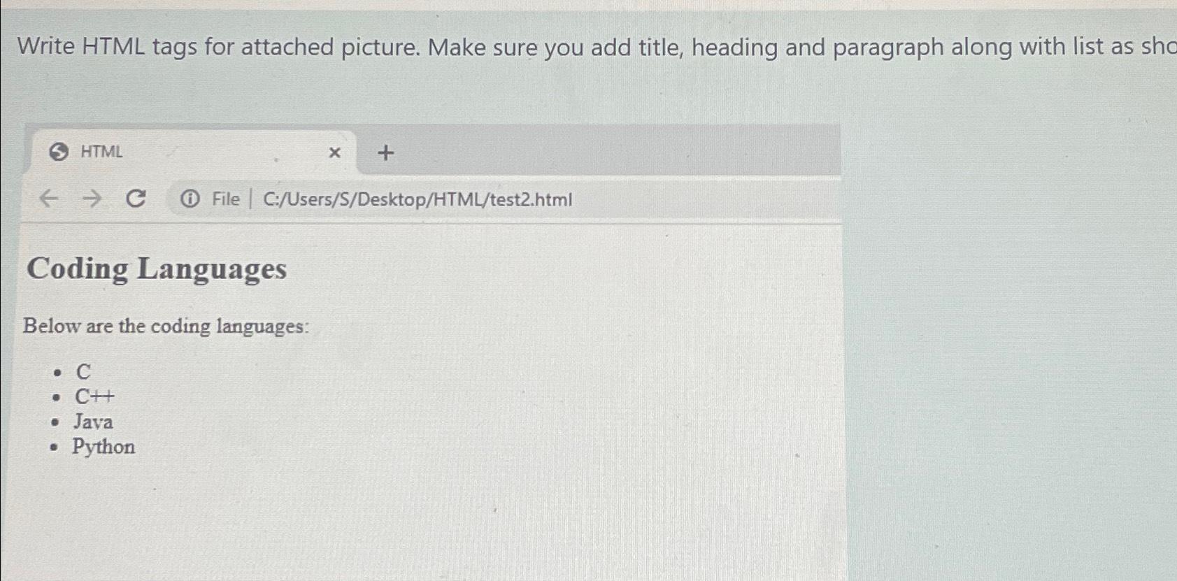Solved Write HTML tags for attached picture. Make sure you | Chegg.com